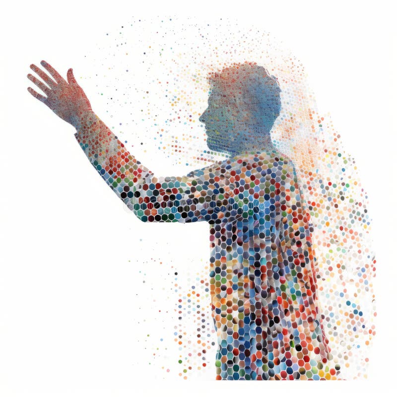 Colorful Pointillism: a Visual Connection of Human Figures Stock ...