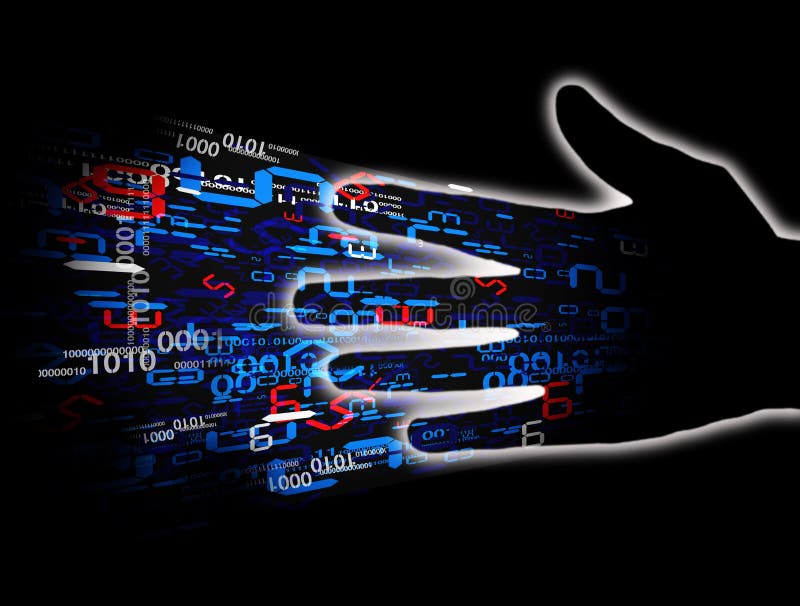 Human Hand with Digital Numbers. Stock Illustration - Illustration of ...