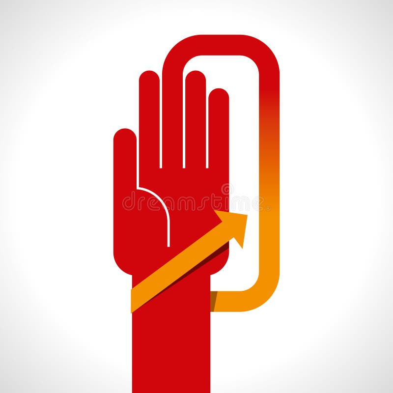 Human Hand with Direction Arrow Sign Stock Vector - Illustration of ...