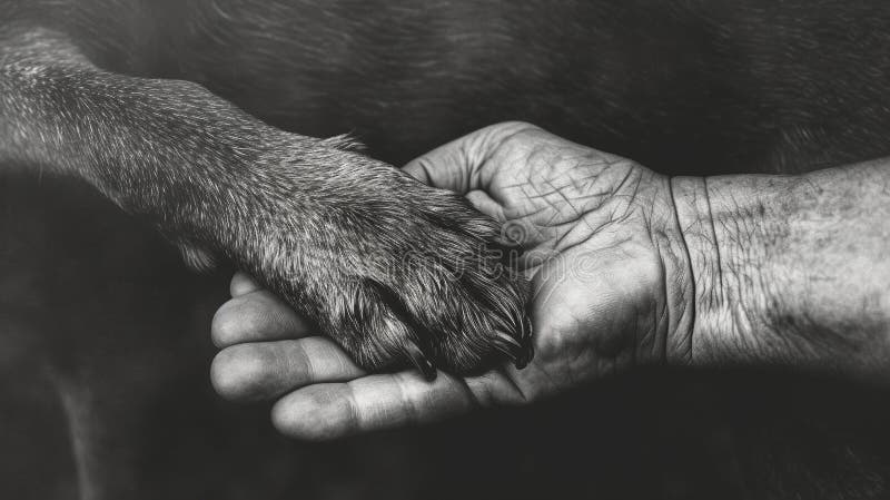 Human Hand and Dog Paw Together Stock Photo - Image of solidarity ...