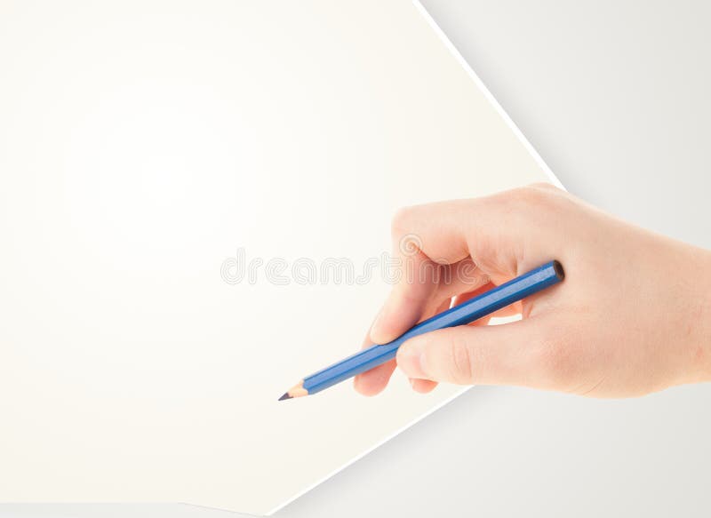 Human Hand Drawing Pencil Empty Paper Template Stock Photos - Free ...