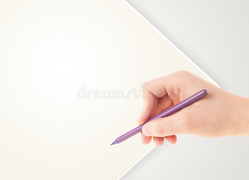 Human Hand Drawing with Pencil on Empty Paper Template Stock Image ...