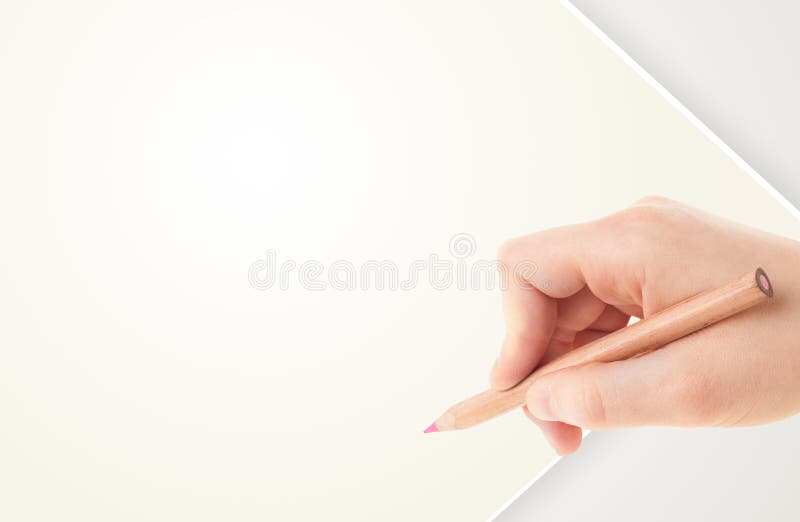 Human Hand Drawing Pencil Empty Paper Template Stock Photos - Free ...