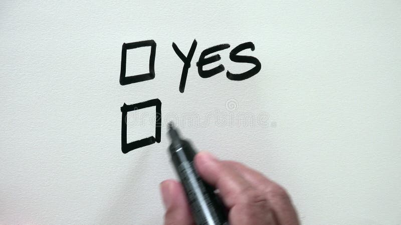 Human Hand Drawing YES-NO Check Boxes with Black Ink Stock Video ...