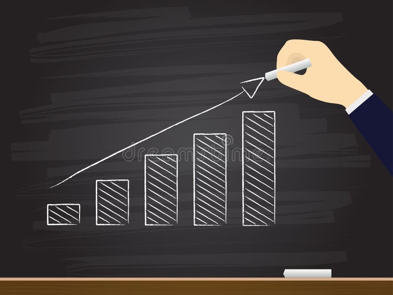 Human Hand Drawn Growth Chart on Chalkboard. Stock Vector ...