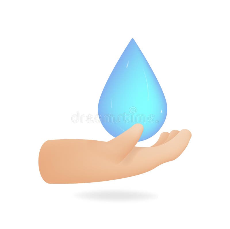 Human Hand with Drop of Water. Water Conservation and Ecology Concept ...