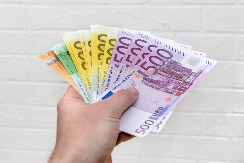 Human Hand with Euro Banknotes Close Up Stock Image - Image of economy ...