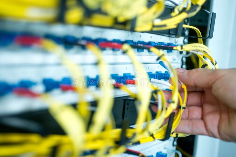 Fixing Fiber Glass Cable into Control Panel Stock Image - Image of ...