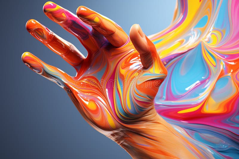 Human Hand with Flowing Paint Colors Stock Photo - Image of person ...