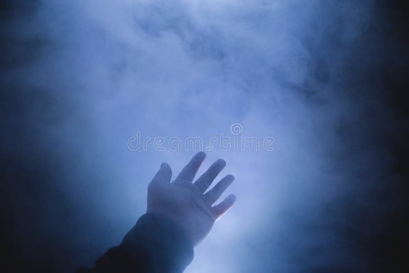 Human Hand in the Fog Stretched Forward Dim Light Stock Image - Image ...