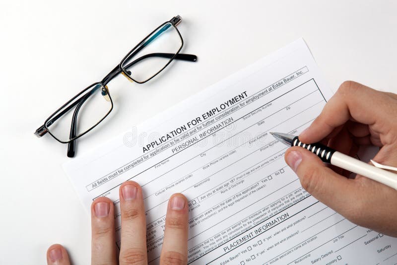 Human Hand and the Form of the Document Application for Employment ...