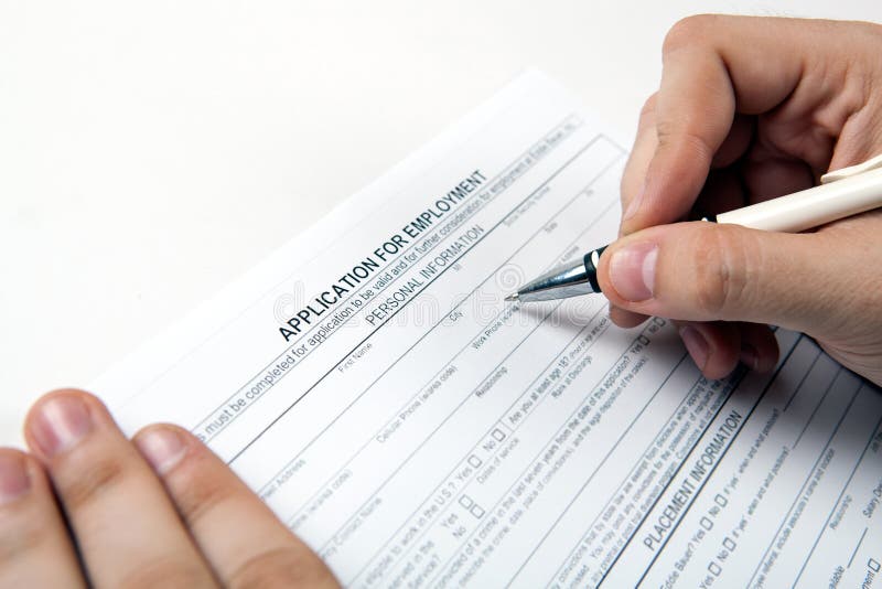 Human Hand and the Form of the Document Application for Employment ...
