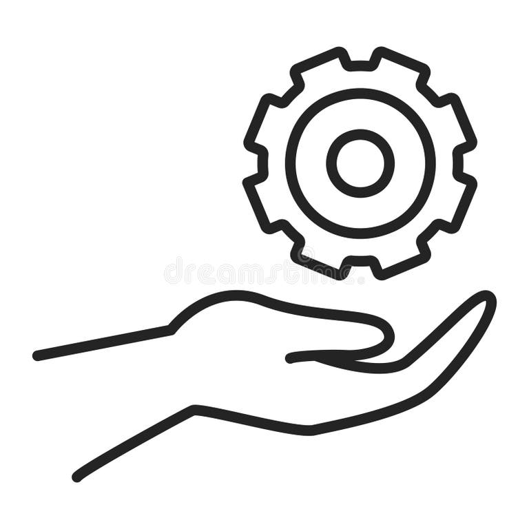 Human Hand and Gear Line Icon Vector Isolated Stock Vector ...