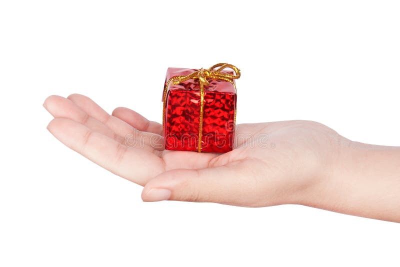 Human hand with a gift box stock image. Image of gift - 25552685