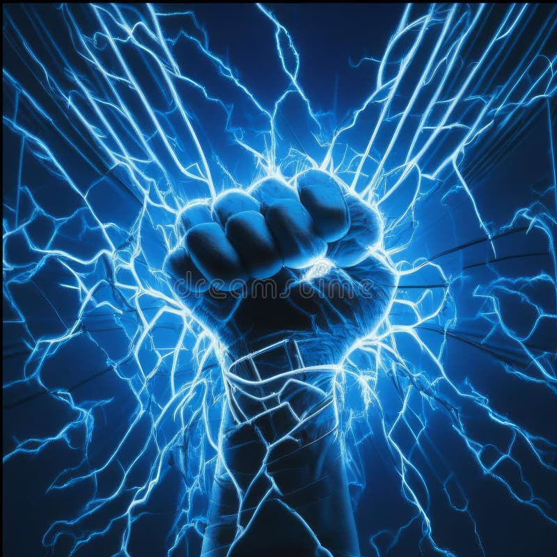 Power of Electricity in a Human Hand Stock Illustration - Illustration ...