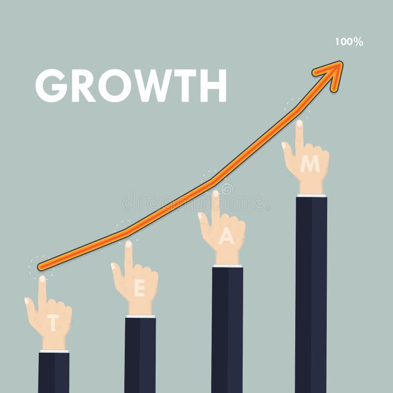 Human Hand and Growth Graph Icon on Background.Concept of the Te Stock ...