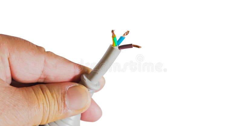 Human Hand Hold a Damage Electricity Wire on Stock Photo - Image of ...
