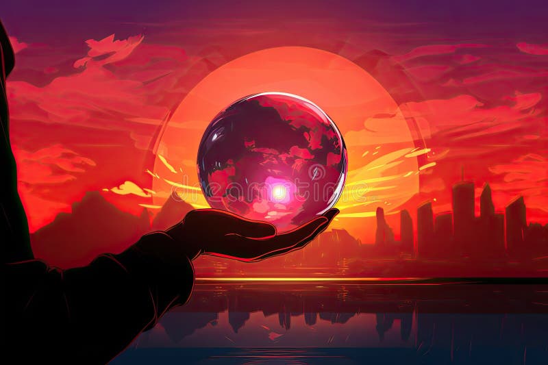 Human Hand Hold a Glass Ball Magic Future AI Generated Stock ...