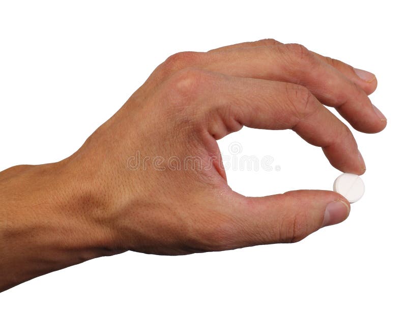 Human Hand Hold One Pill in Fingers Stock Photo - Image of round ...