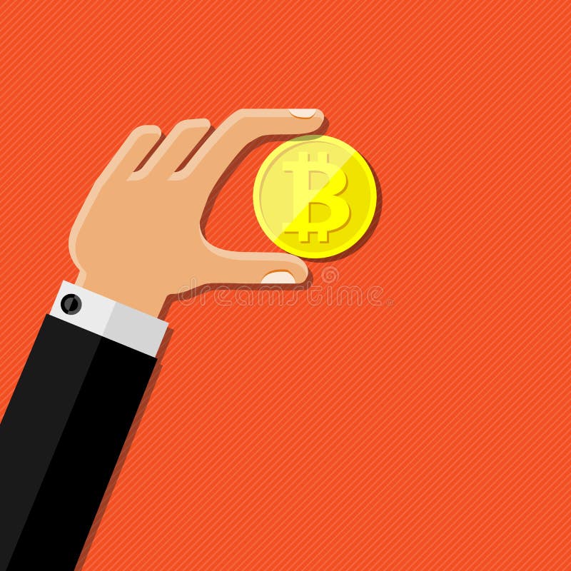 Human Hand Holding Bitcoin. Flat Design Stock Vector - Illustration of ...