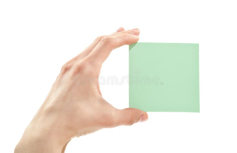 Human Hand Holding Blank Sticker/note/paper Stock Image - Image of note ...