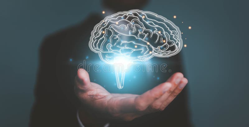 Human Hand Holding Brain, Artificial Intelligence, AI Technology ...