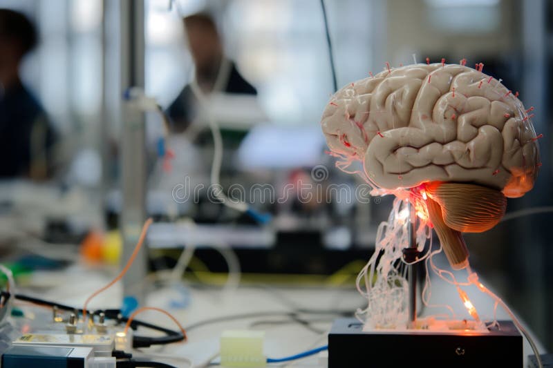 Human Hand Holding Brain Symbiol, Study of Brain Activity Stock Image ...