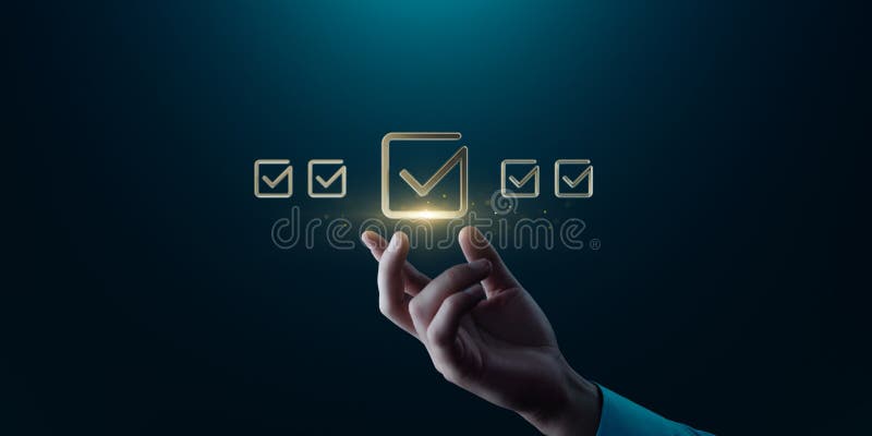 Human Hand Holding Checkmark Symbol. Quality Standards and ...