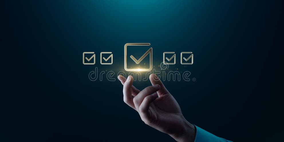 Human Hand Holding Checkmark Symbol. Quality Standards and ...