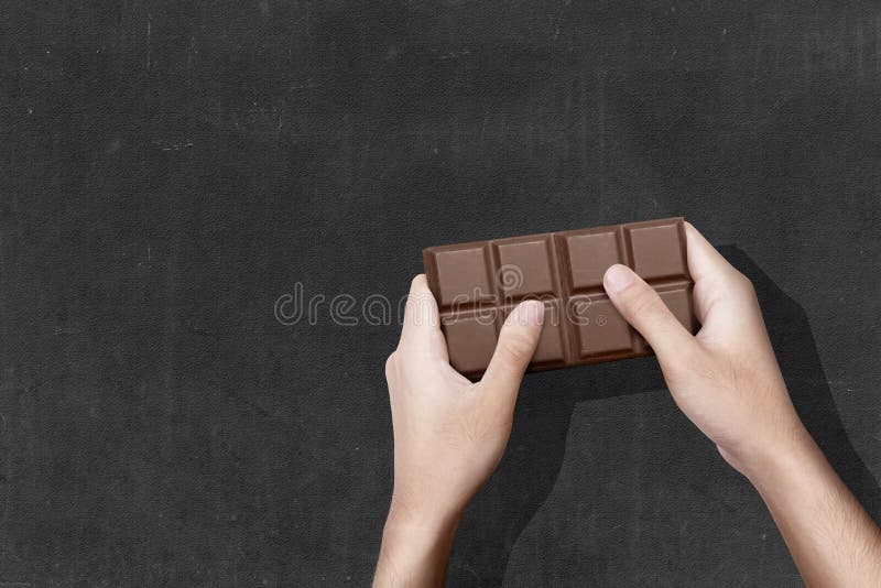 Human Hand Holding the Chocolate Bar Stock Image - Image of calories ...