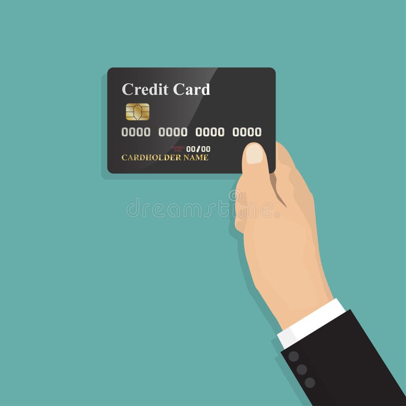 Hand Holding ID Card in Silver Tray with Icon Stock Vector ...