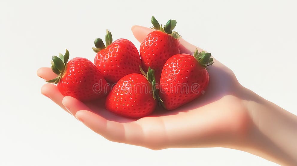 Human Hand Holding Fresh Strawberries Stock Illustration - Illustration ...