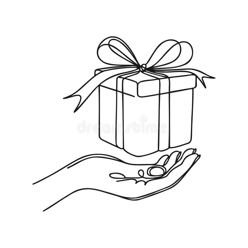 Human Hand Holding T Box In Continuous Line Isolated Stock Vector Illustration Of Line