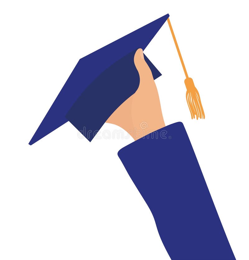 Human Hand Holding Graduation Cap. Vector Illustration Stock Vector ...