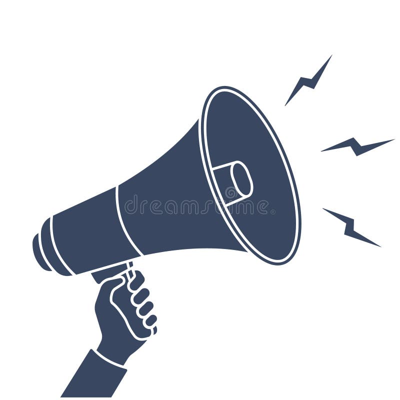 Human Hand Holding a Megaphone Monochrome Vector Illustration Stock ...