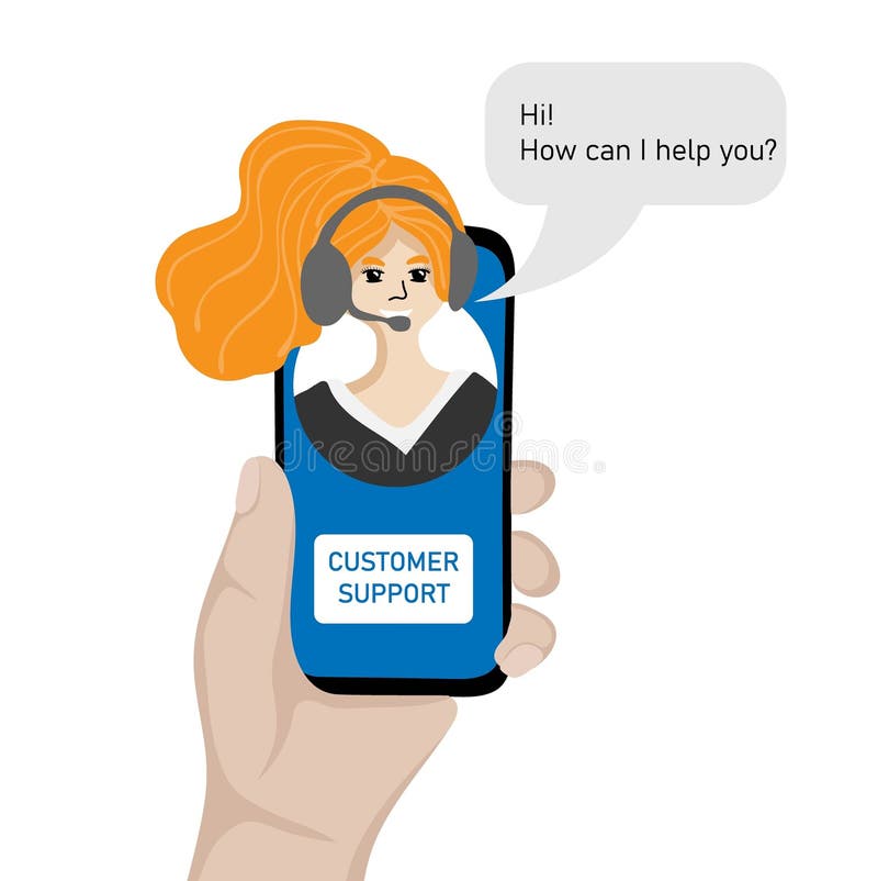 Human Hand Holding Mobile Phone with Customer Support Operator on ...