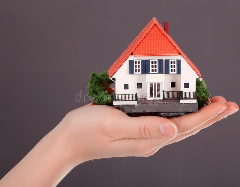 Human Hand Holding Model House Stock Image - Image of model, generated ...