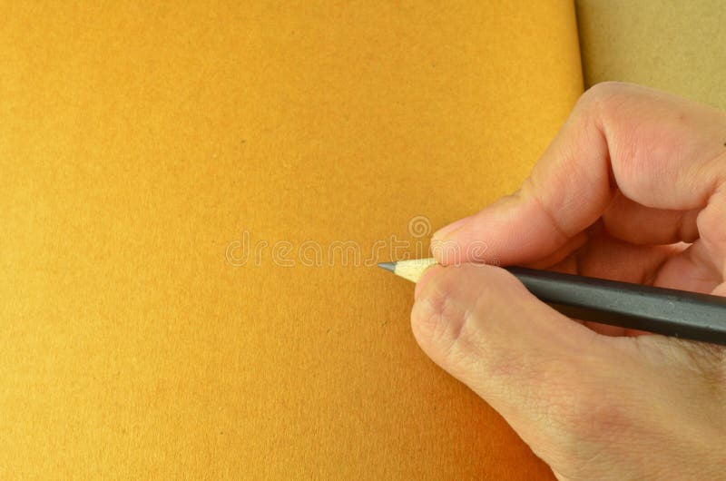 Human Hand Holding a Pencil Stock Image - Image of document, drawing ...