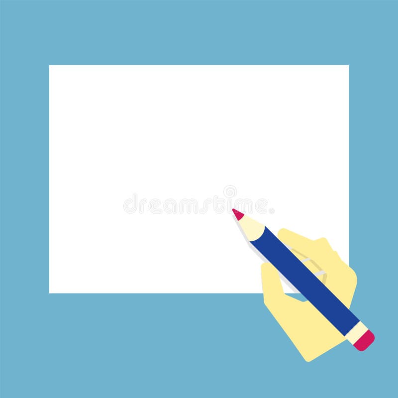 Human Hand Holding Pencil. Hand Drawing or Writing on Paper Stock ...