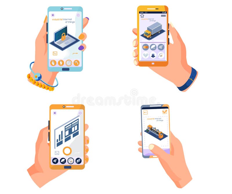 Human Hand Holding Phone with App about Modern Technologies Attributes ...