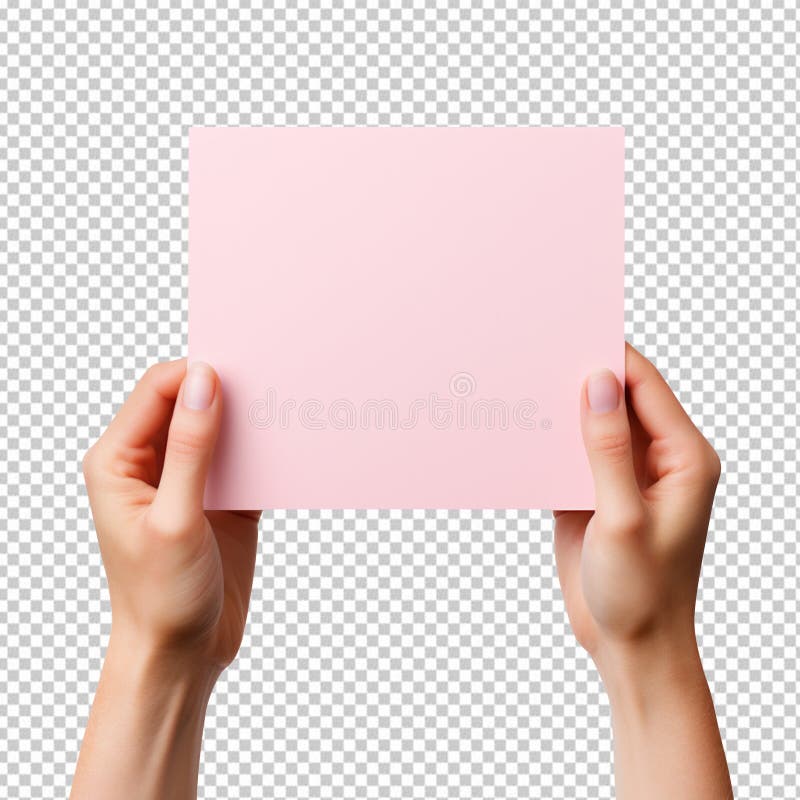 A Human Hand Holding a Pink Paper Isolated on Transparent Background ...