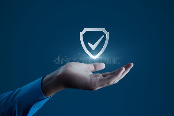 Human Hand Holding a Protection Shield with Checkmark - Symbol of ...