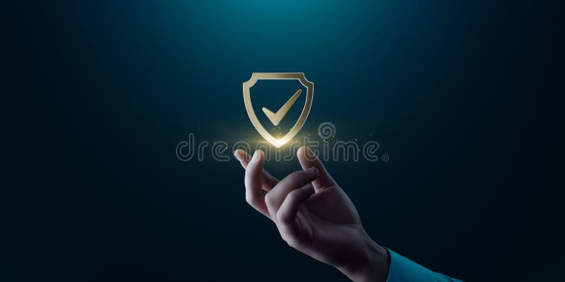 Human Hand Holding a Protection Shield with Checkmark - Symbol of ...