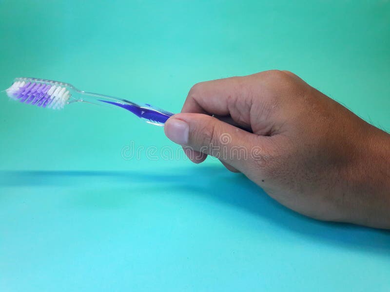 Human Hand Holding Purple Toothbrush Stock Photo - Image of toothbrush ...