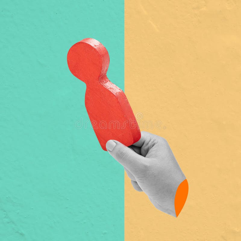 A Human Hand Holding a Red Human Figure Stock Image - Image of graphic ...