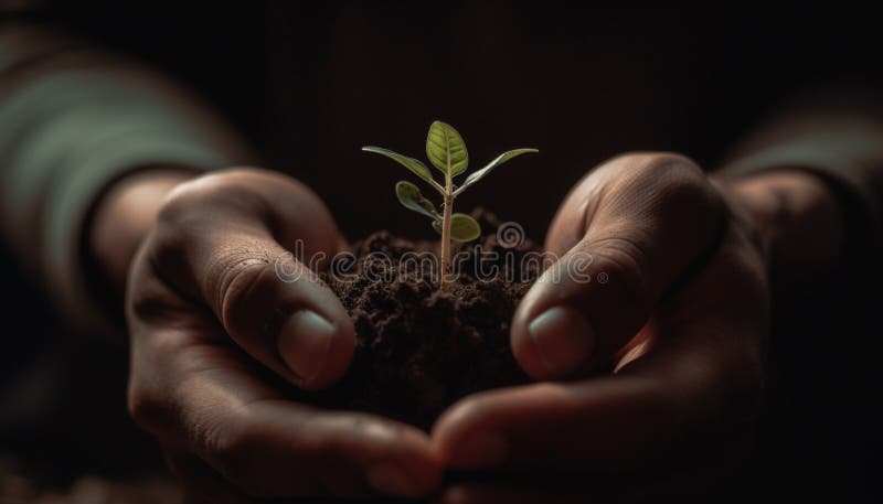 Human Hand Holding Sapling, Symbolizing New Beginnings and Growth ...
