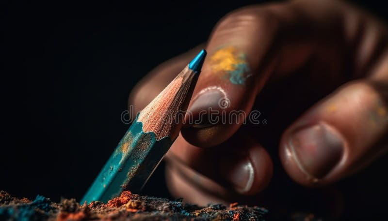 Human Hand Holding Sharp Pencil, Drawing Nature Generated by AI Stock ...