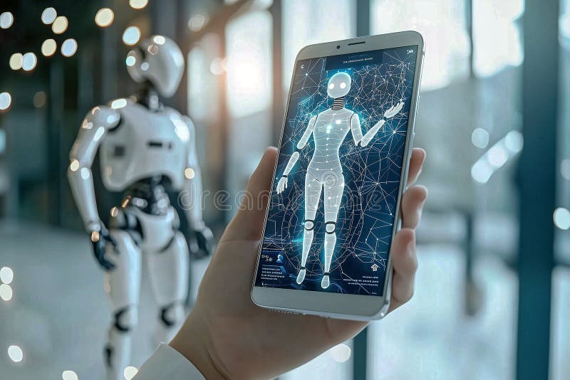 A Virtual AI Assistant Displayed on a Minimalist Smartphone Screen ...
