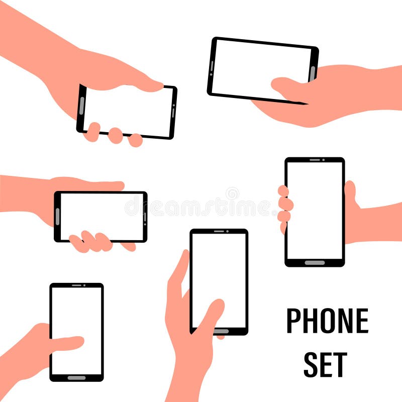 Human Hand Holding Smartphone Smart Mobile Phone Flat Vector
