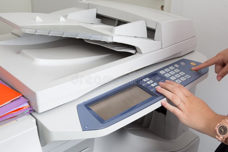 Human Hand Holding and Start a Purpose Copier Machine Stock Image ...